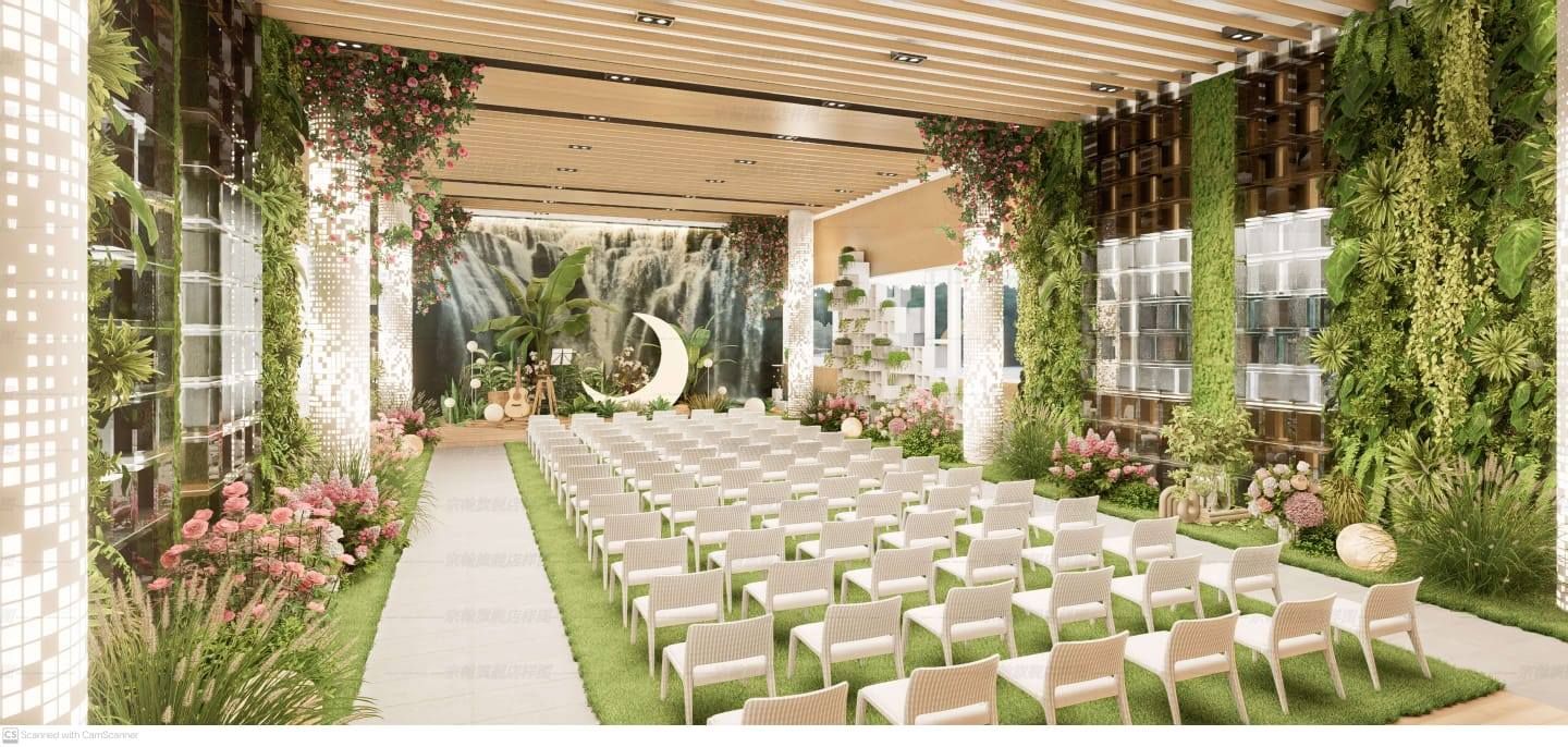 Lush Indoor Garden Concert Hall With Florals and Outdoor Views for ...